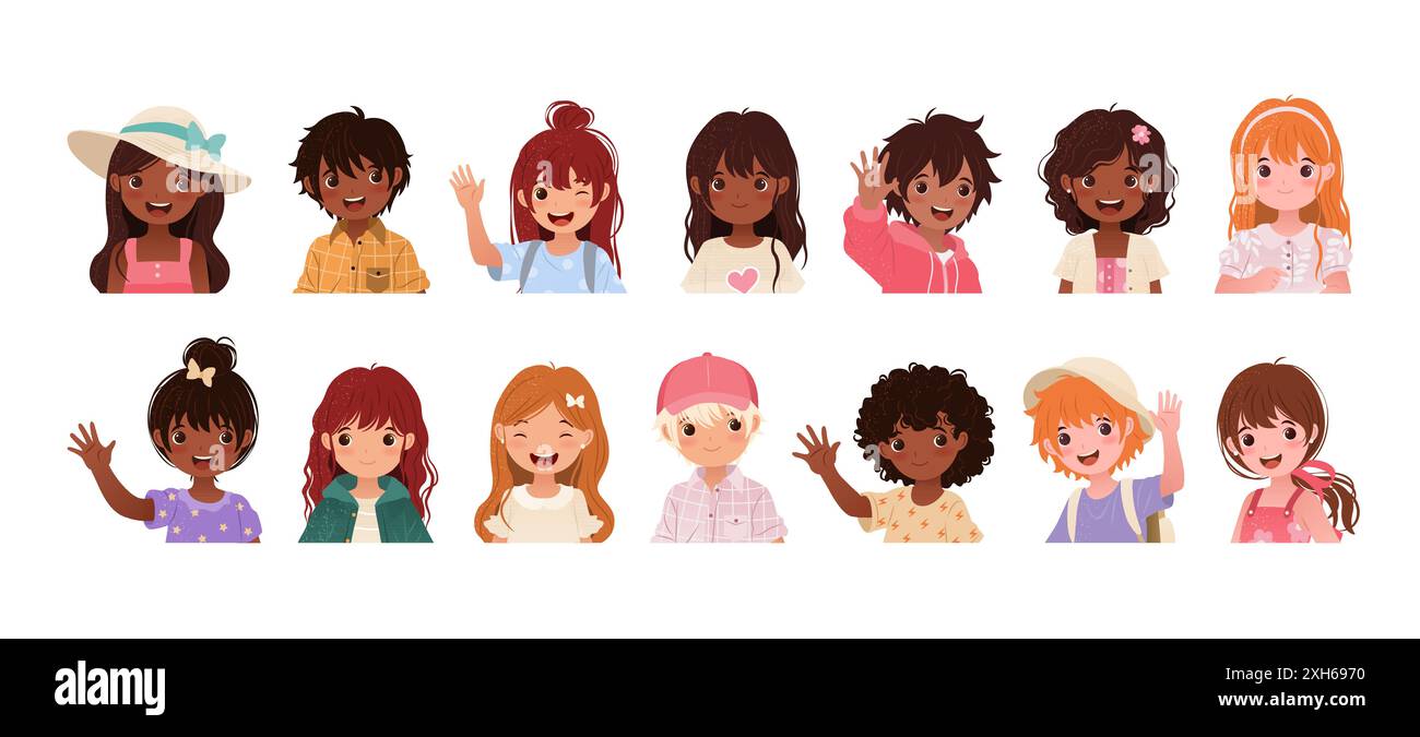 Cute Kids Head Portraits and Avatars Stock Vector Image & Art - Alamy