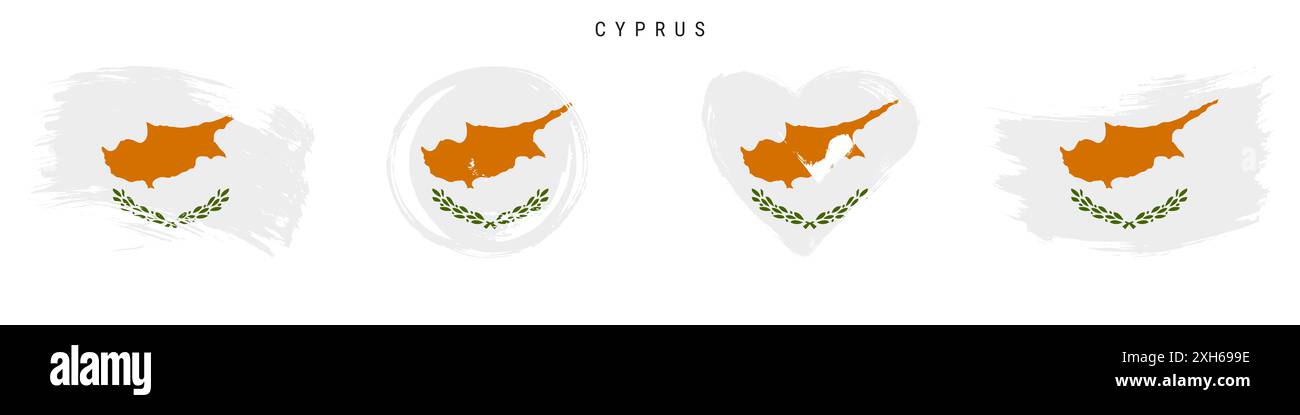 Cyprus hand drawn grunge style flag icon set. Cypriot banner in ...