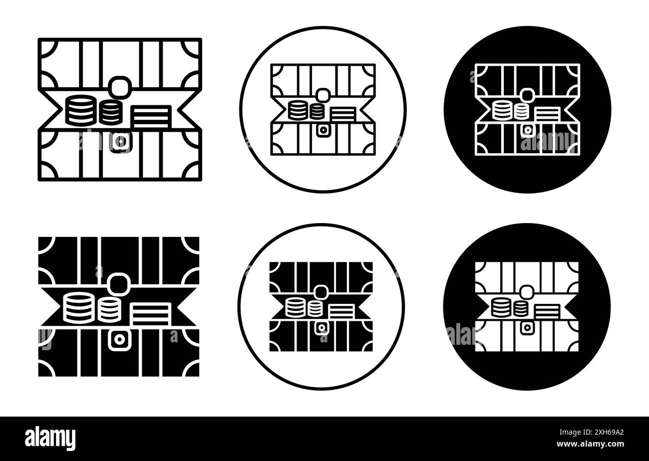 treasure chest icon Vector symbol or sign set collection in black and ...