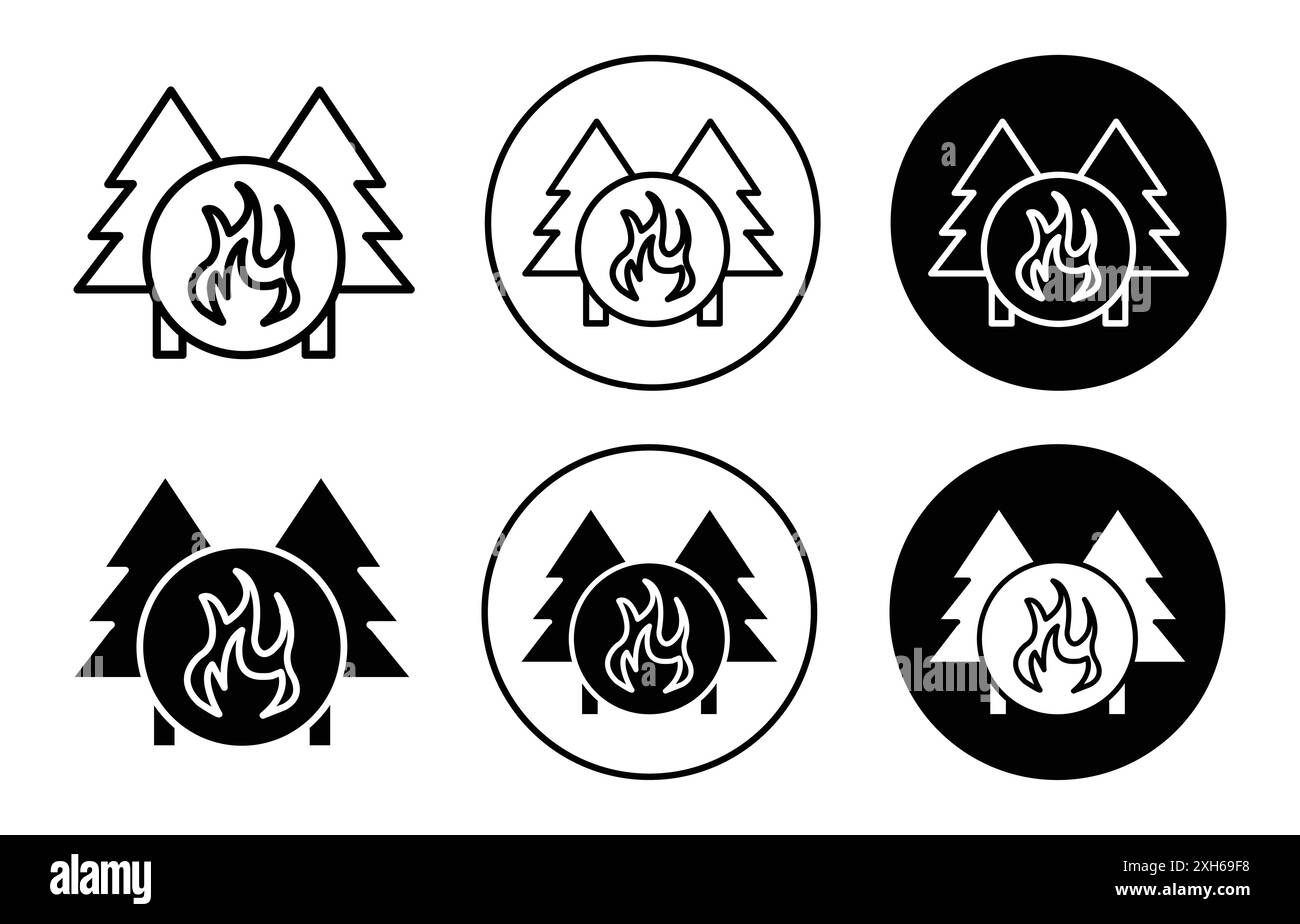 wildfire disaster icon Vector symbol or sign set collection in black ...