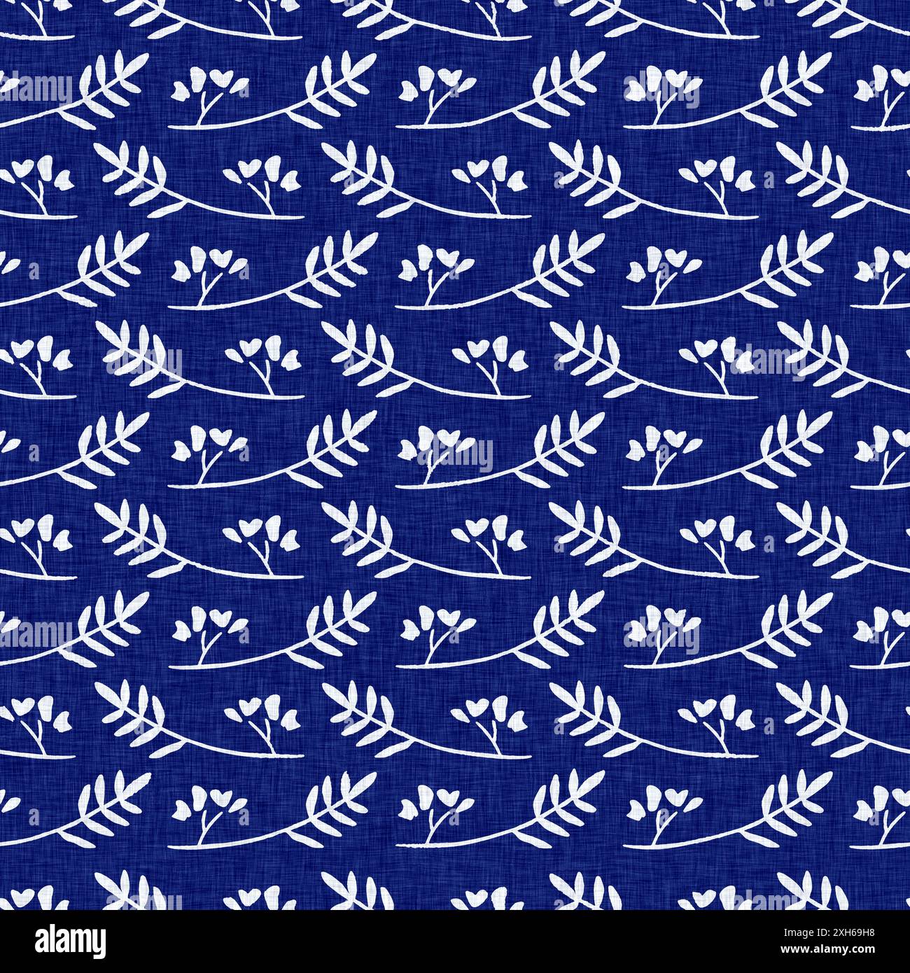 Indigo denim blue leaf motif seamless pattern. Japanese dye batik ...