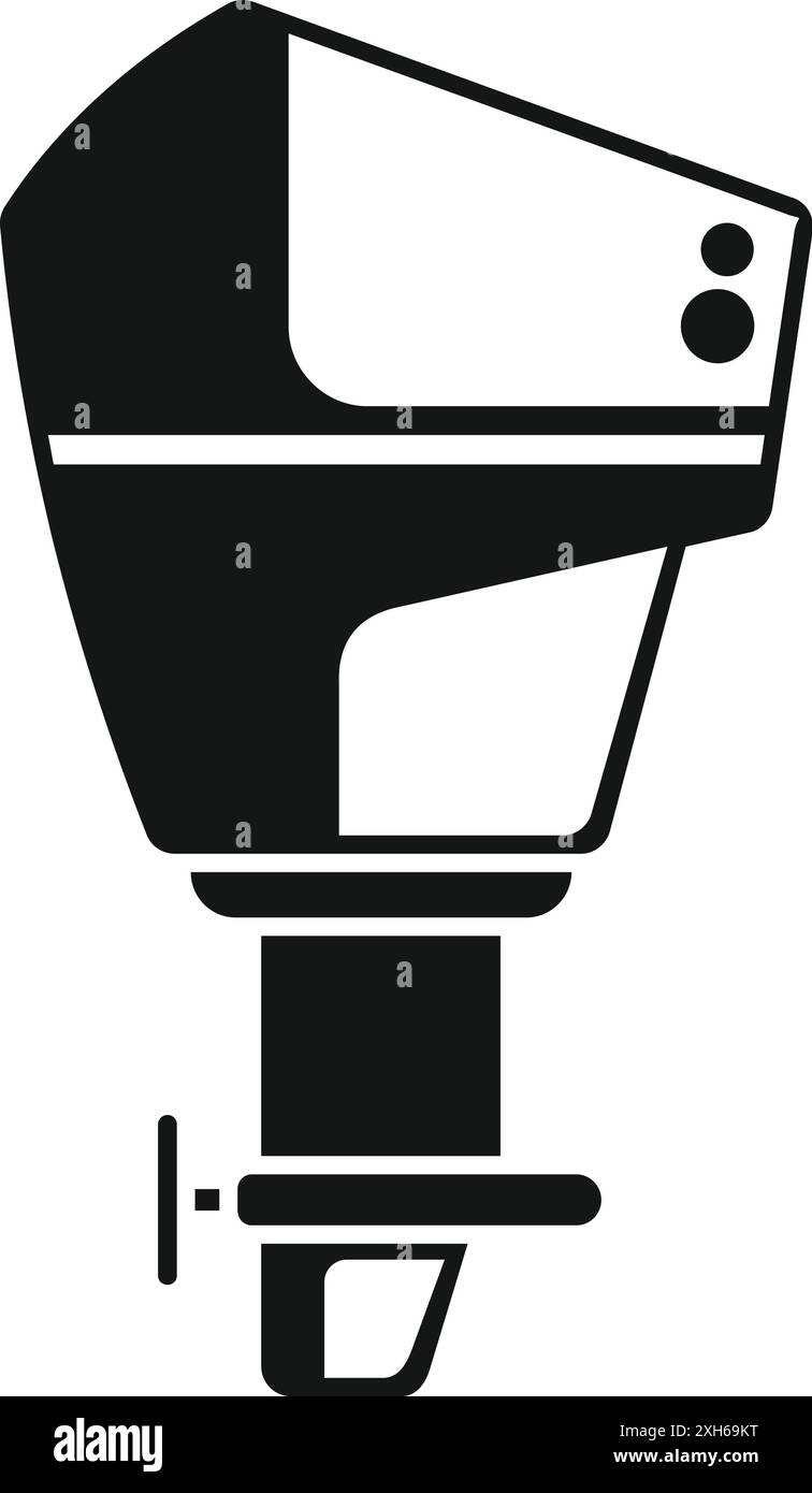 Simple glyph icon of a boat motor engine, a powerful machine propelling ...