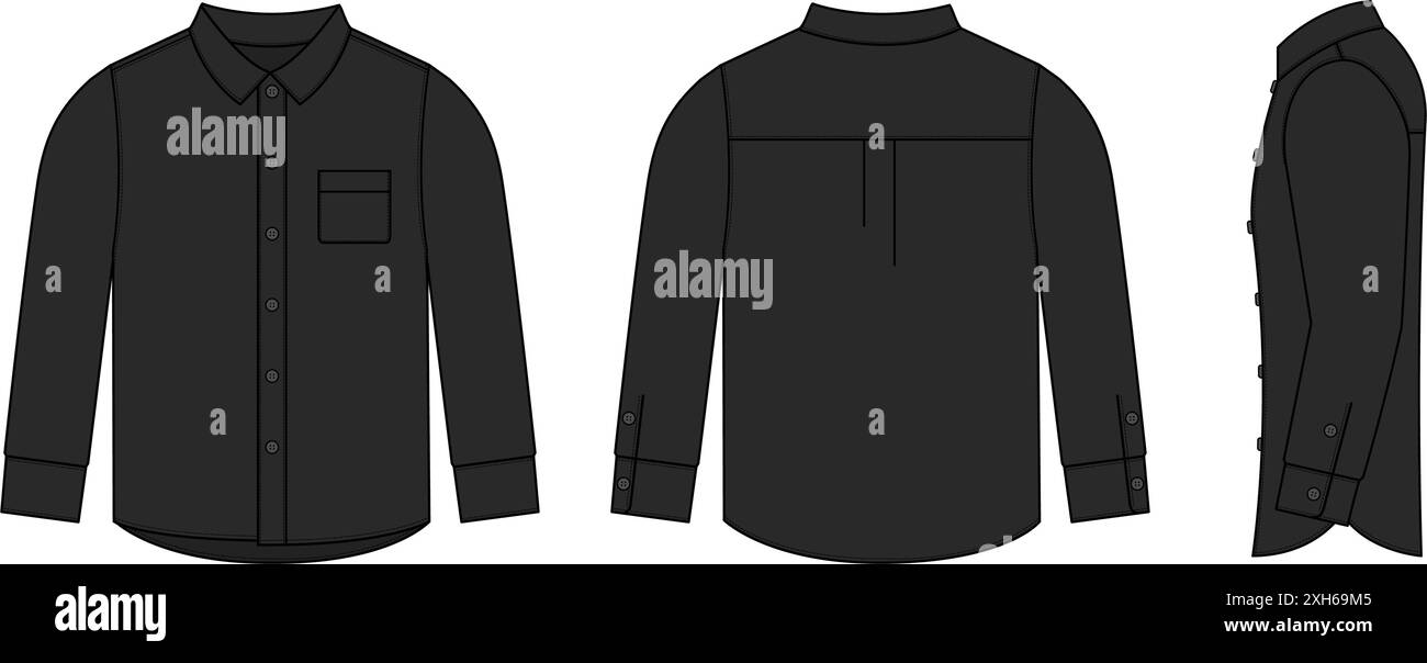 Dress shirt (button up shirt) vector template illustration Stock Vector ...