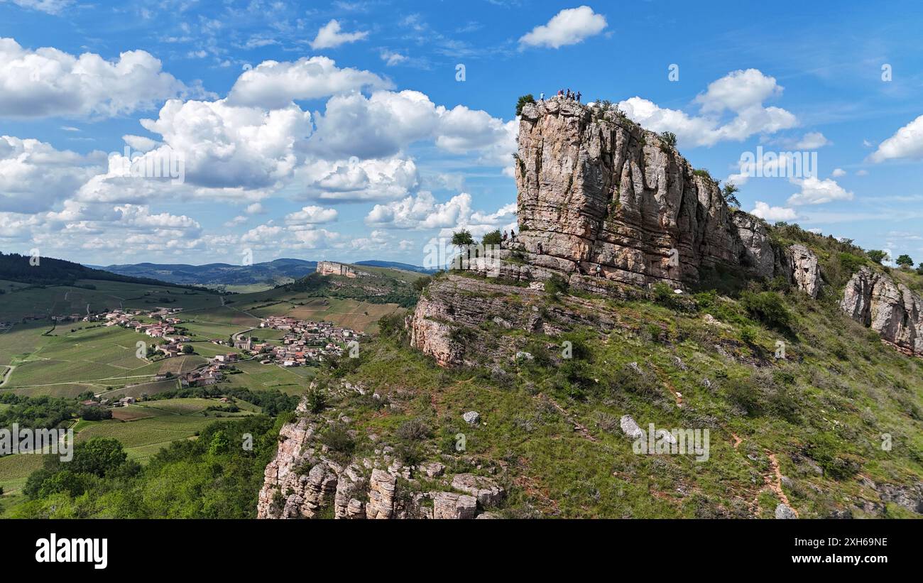 The breathtaking aerial view of the Rock of Solutre in France captures ...