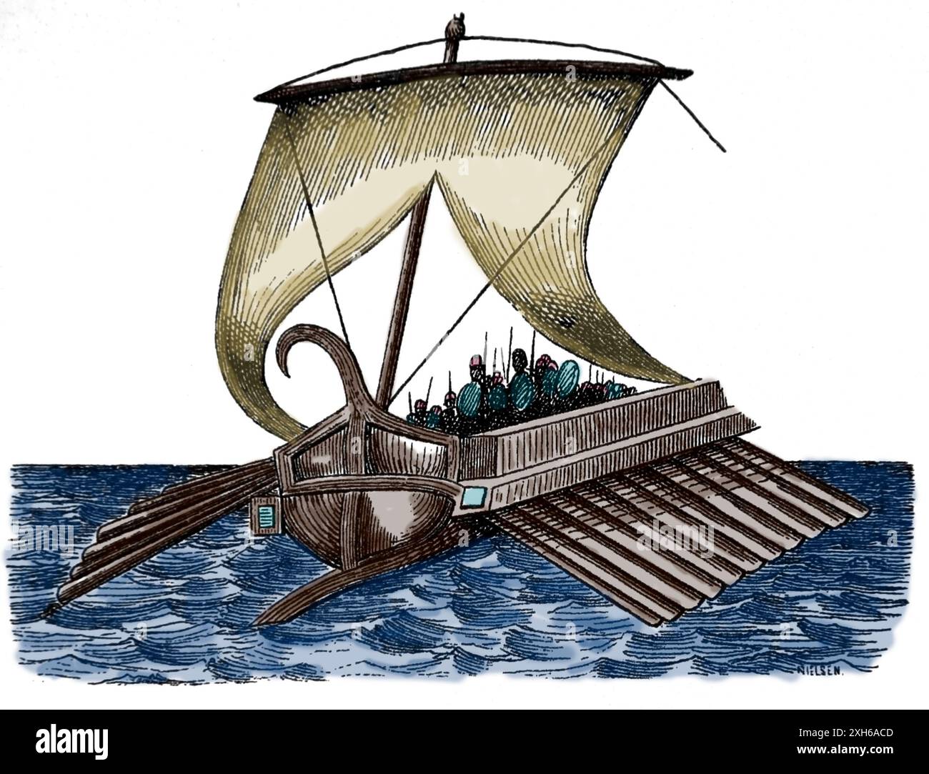 Roman era. Roman ship. Engraving, 19th century Stock Photo - Alamy