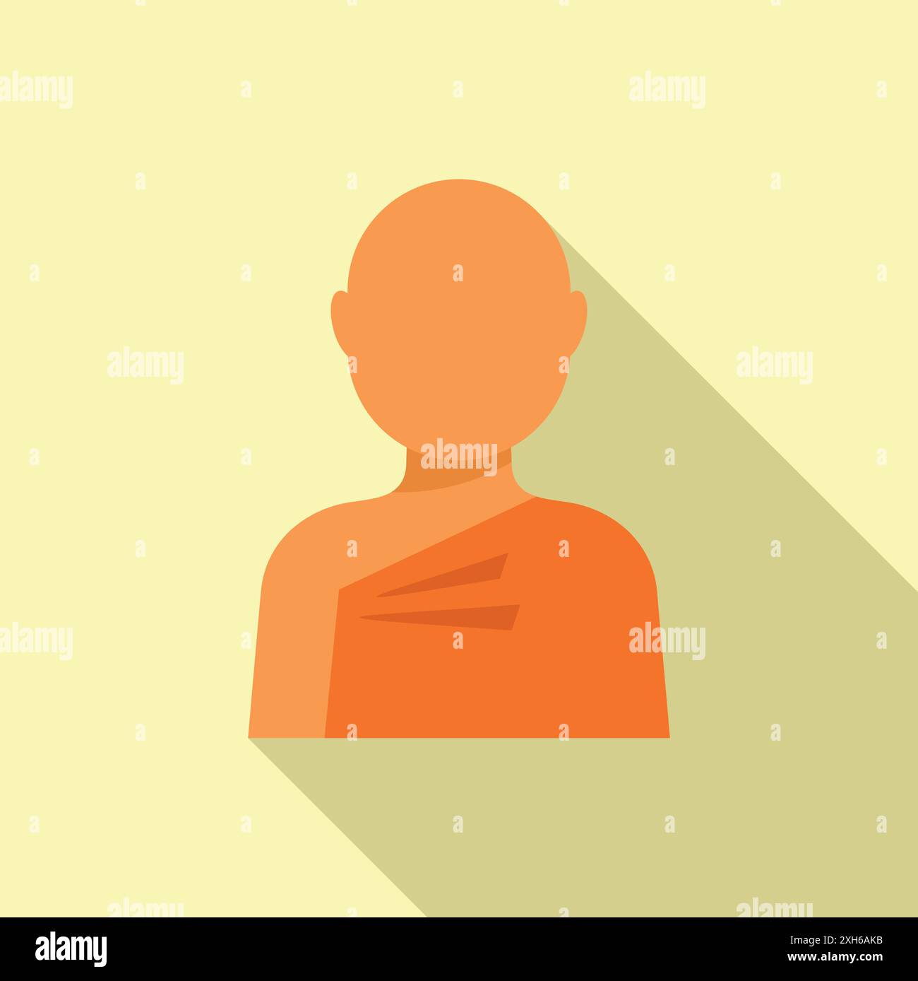Simple flat design of a buddhist monk wearing a traditional orange ...