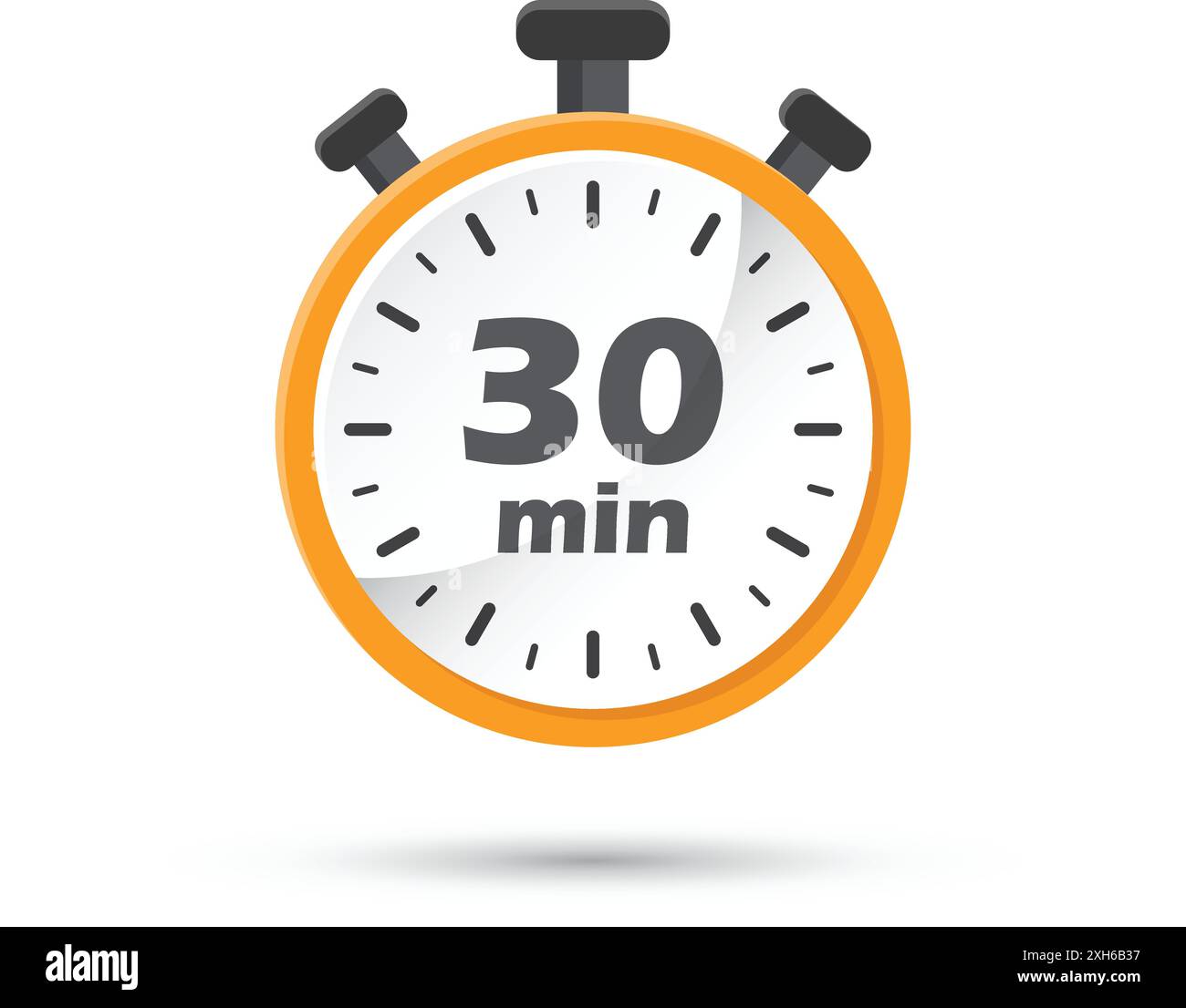 30 minutes on stopwatch icon in flat style. Clock face timer vector ...