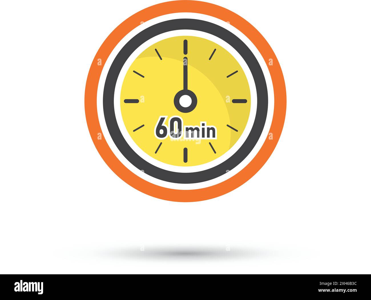 60 Minutes On Stopwatch Icon In Flat Style Clock Face Timer Vector