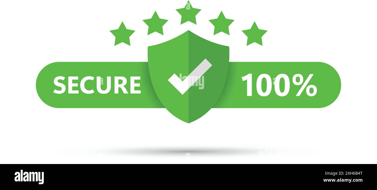 100% secure icon in flat style. Privacy guarantee vector illustration ...