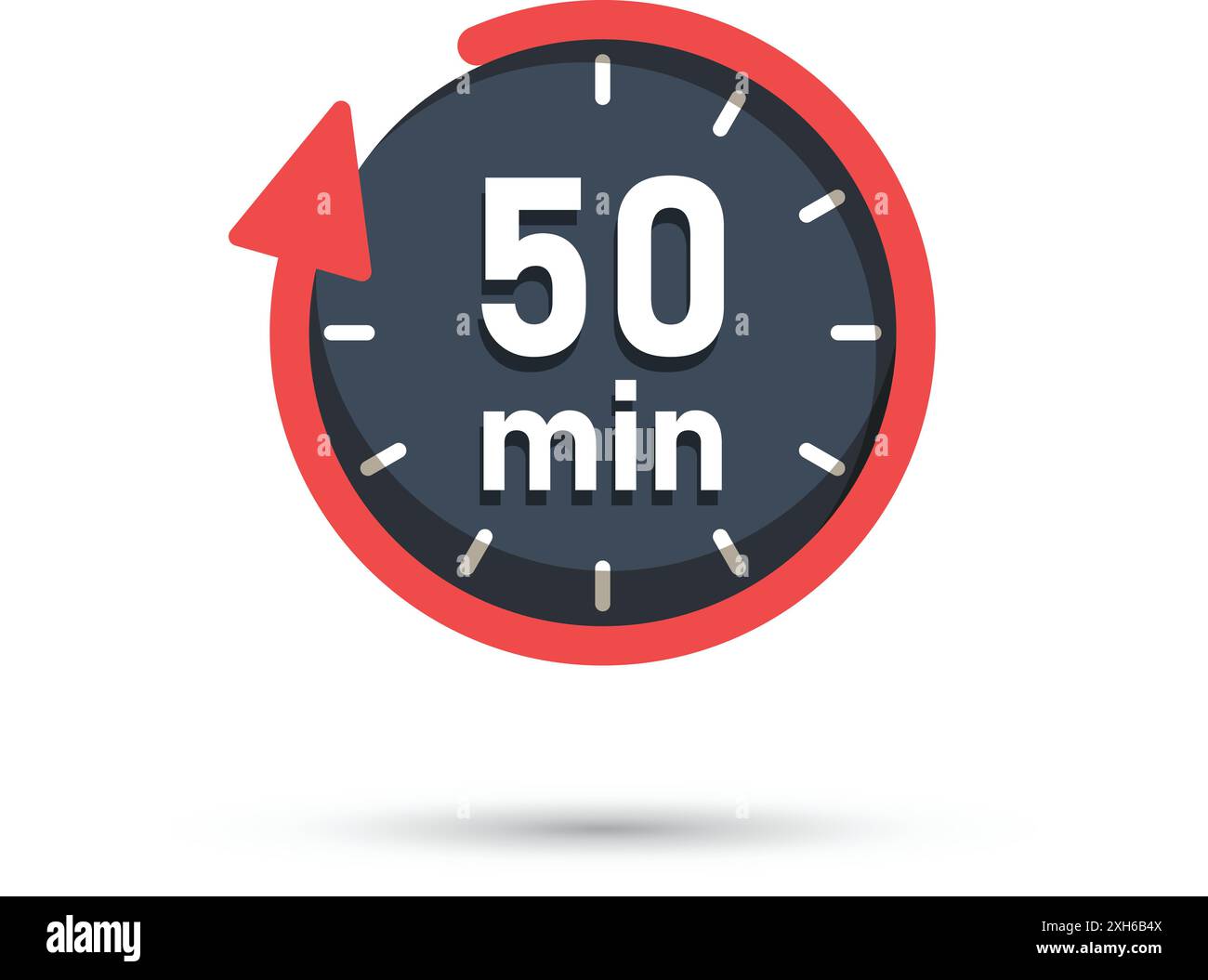 50 minutes on stopwatch icon in flat style. Clock face timer vector ...
