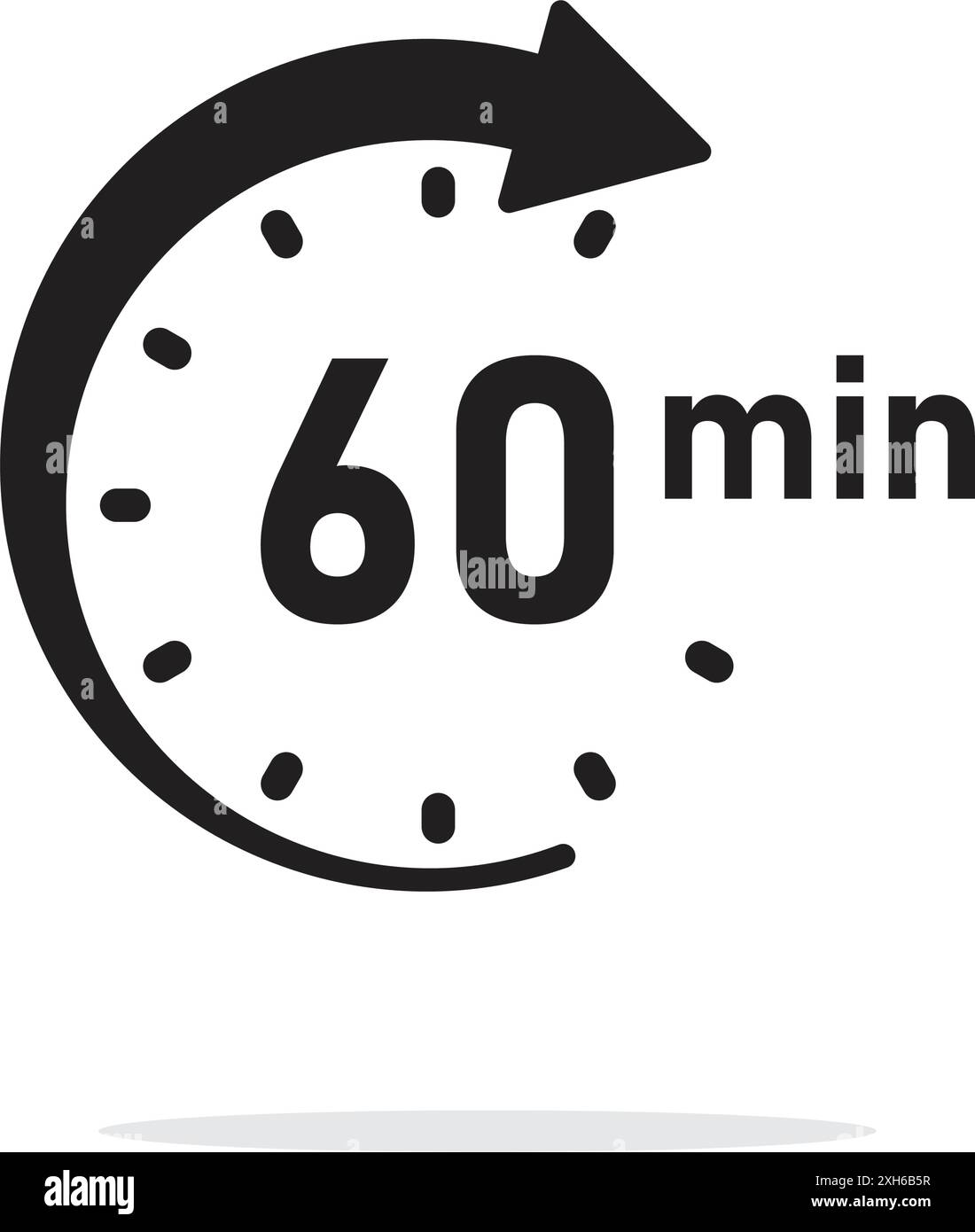 60 Minutes On Stopwatch Icon In Flat Style Clock Face Timer Vector