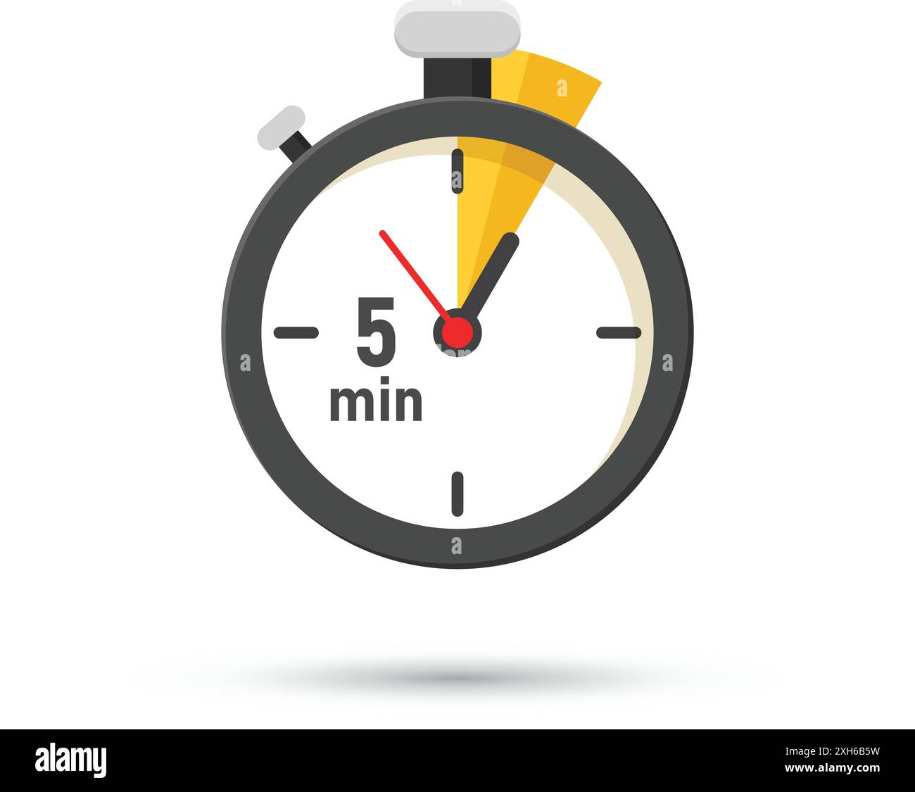 5 minutes on stopwatch icon in flat style. Clock face timer vector ...