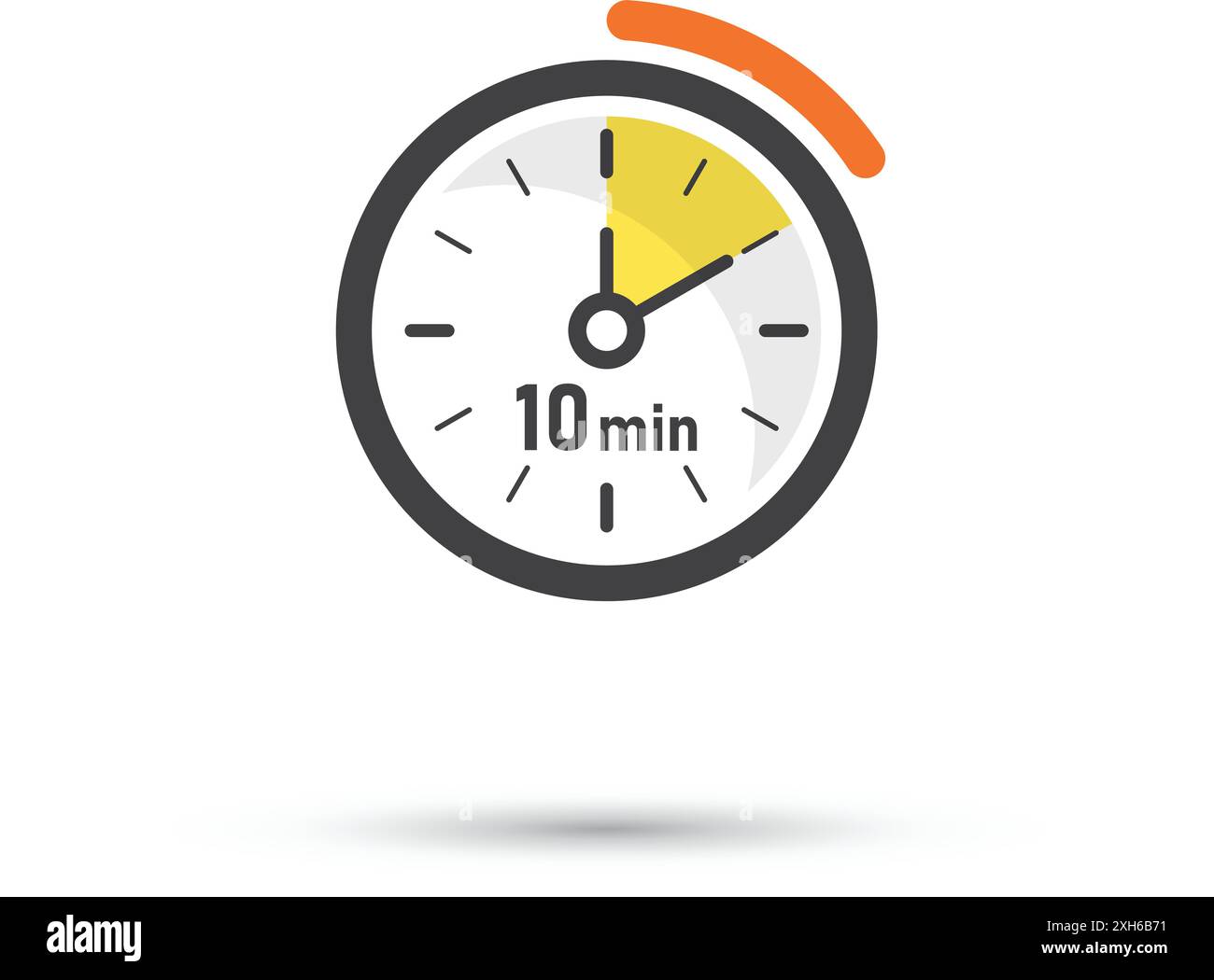 10 minutes on stopwatch icon in flat style. Clock face timer vector ...