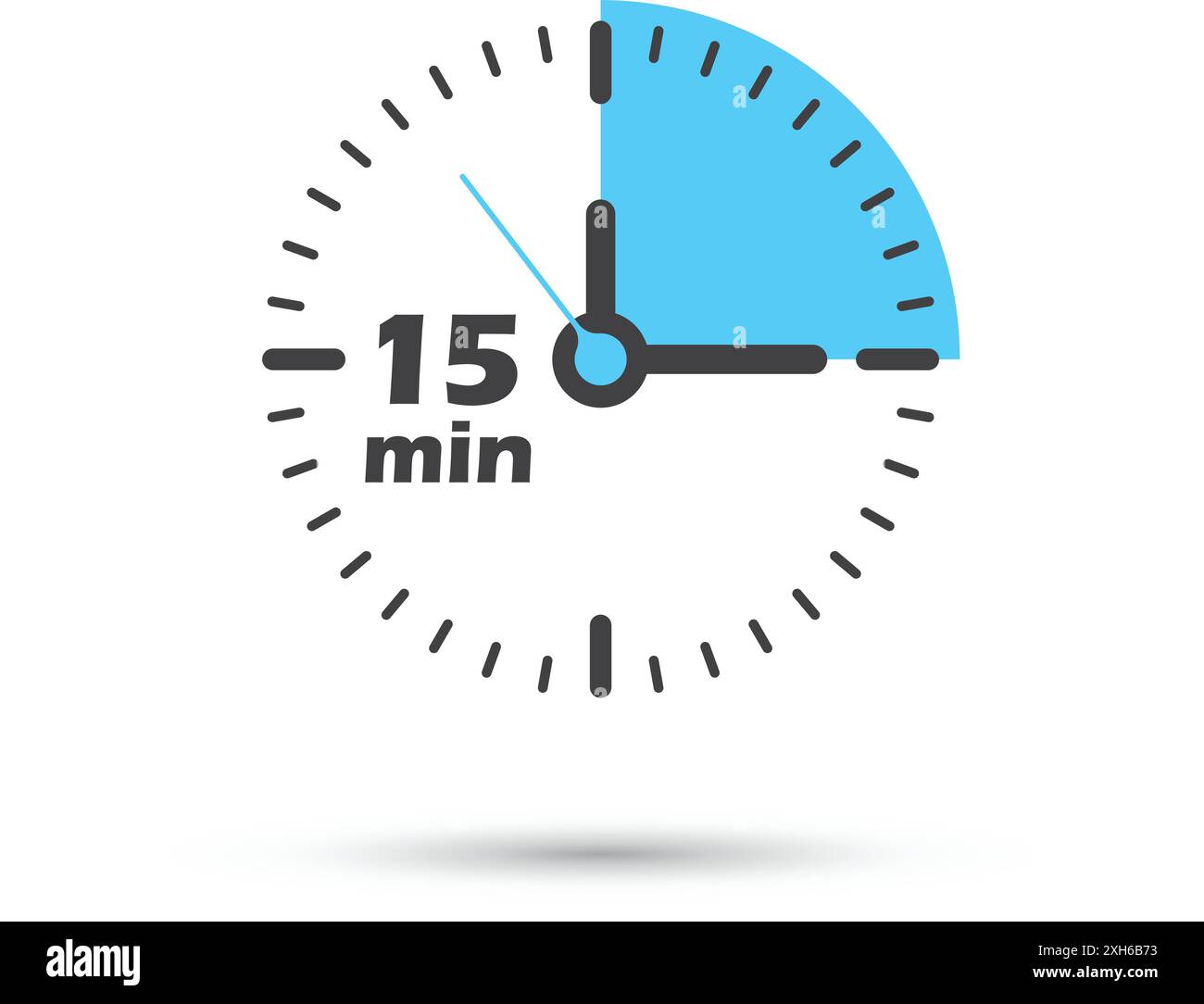 15 minutes on stopwatch icon in flat style. Clock face timer vector ...