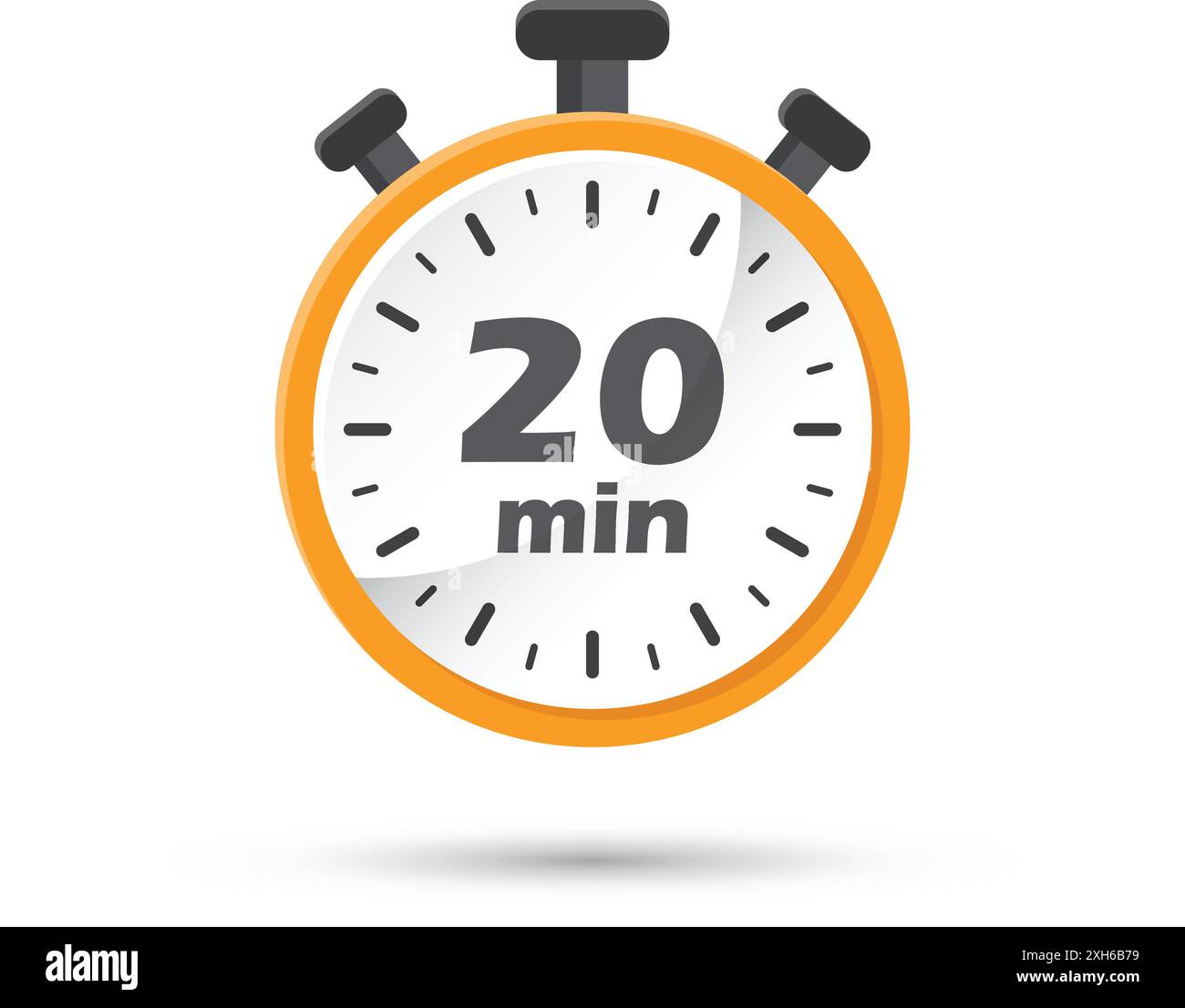 20 minutes on stopwatch icon in flat style. Clock face timer vector ...