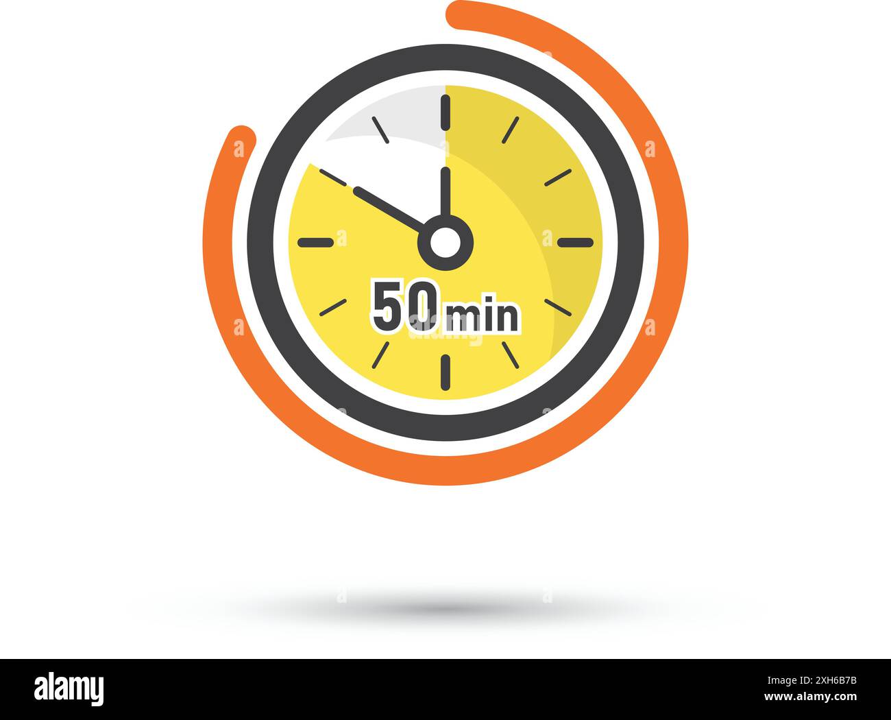 50 minutes on stopwatch icon in flat style. Clock face timer vector ...
