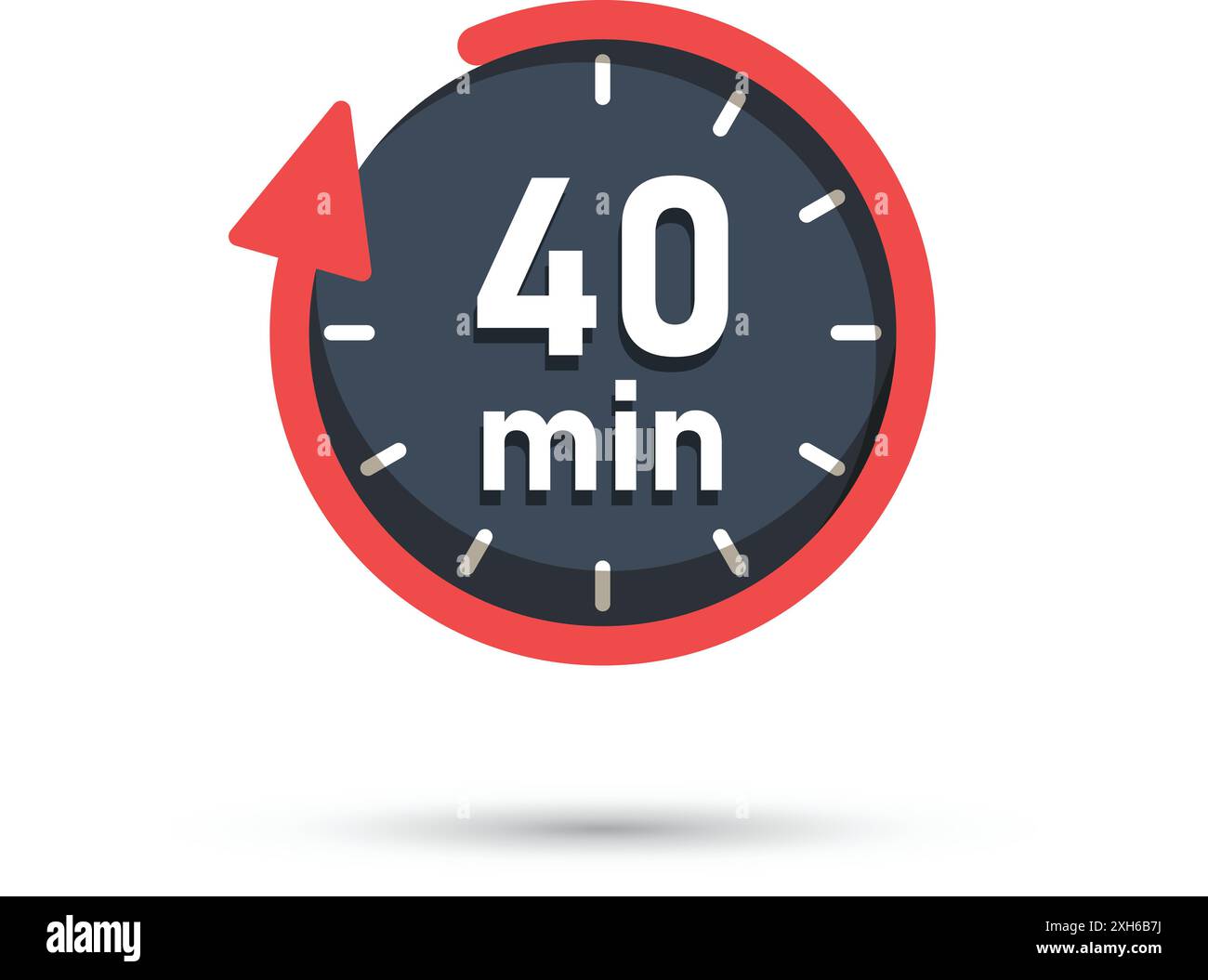 40 minutes on stopwatch icon in flat style. Clock face timer vector ...
