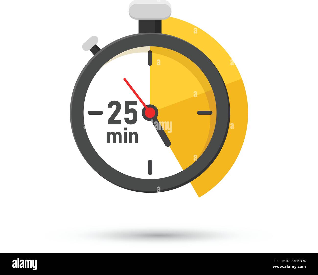 25 minutes on stopwatch icon in flat style. Clock face timer vector ...