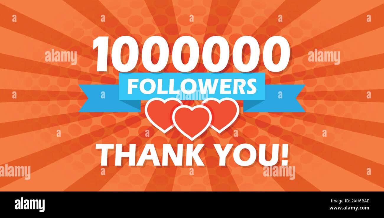 Thank you 1000000 followers icon in flat style. Subscription amount ...