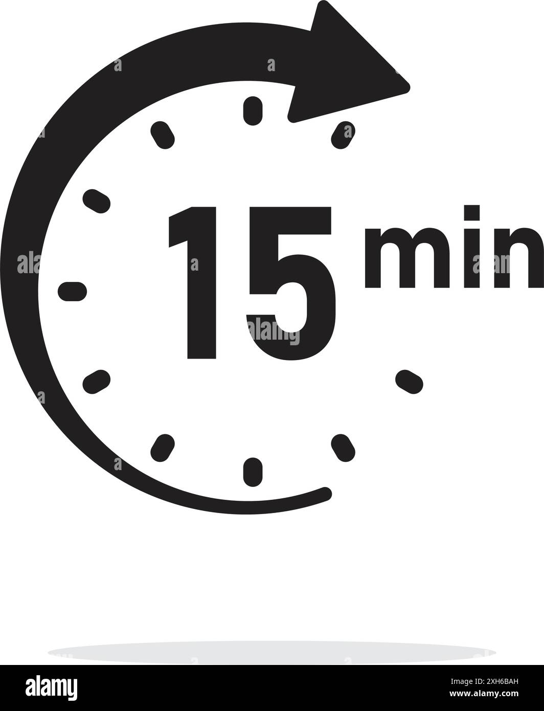 15 minutes on stopwatch icon in flat style. Clock face timer vector ...