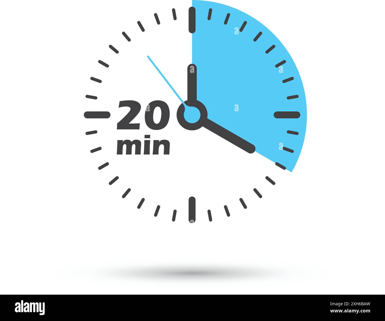 20 minutes on stopwatch icon in flat style. Clock face timer vector ...