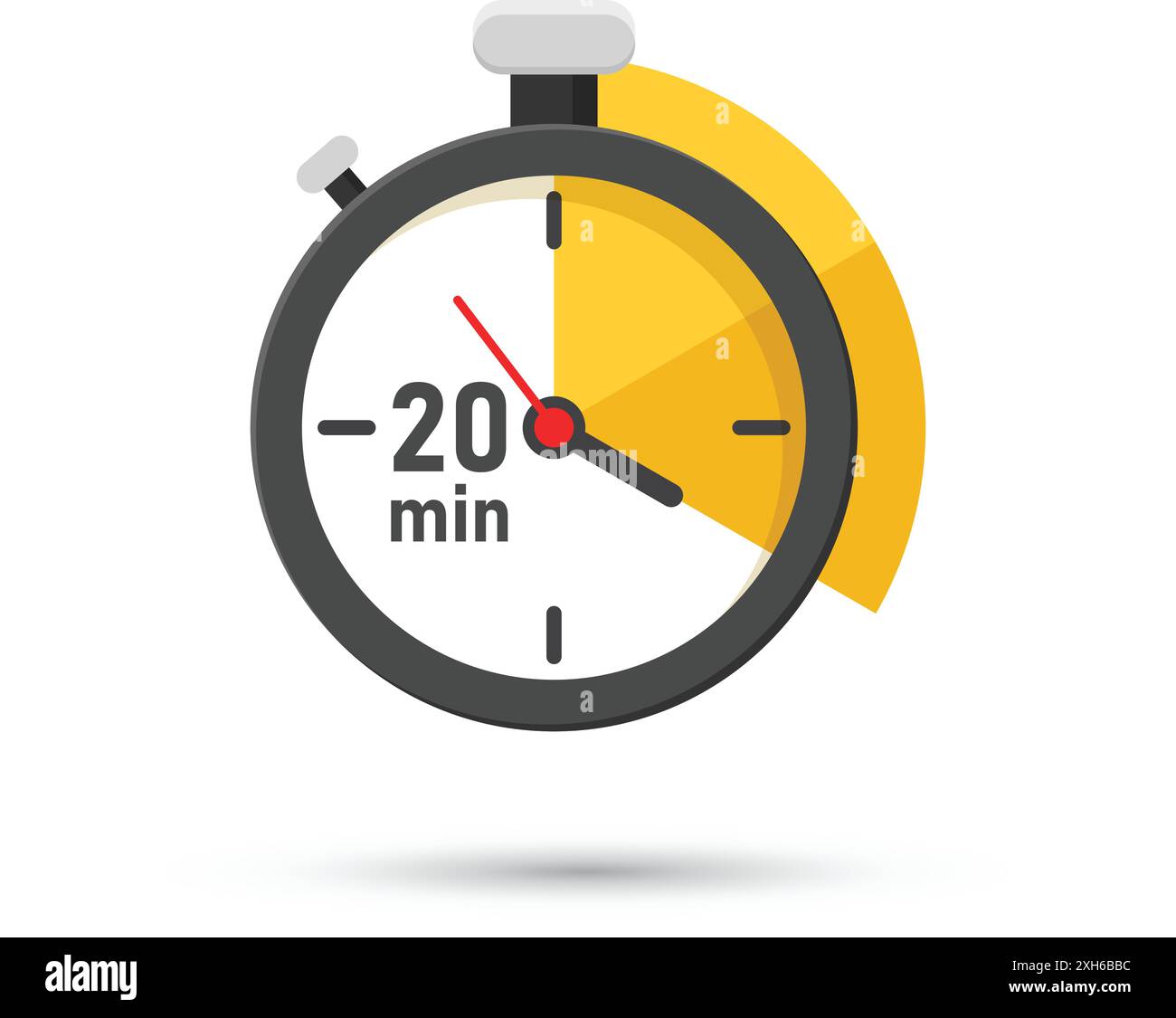 20 minutes on stopwatch icon in flat style. Clock face timer vector ...