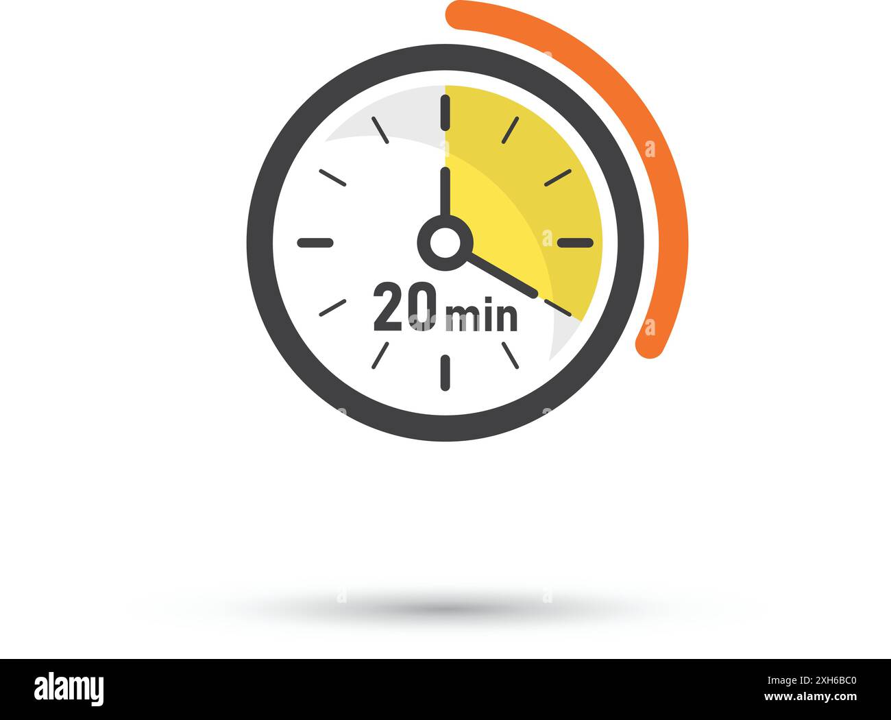 20 minutes on stopwatch icon in flat style. Clock face timer vector ...