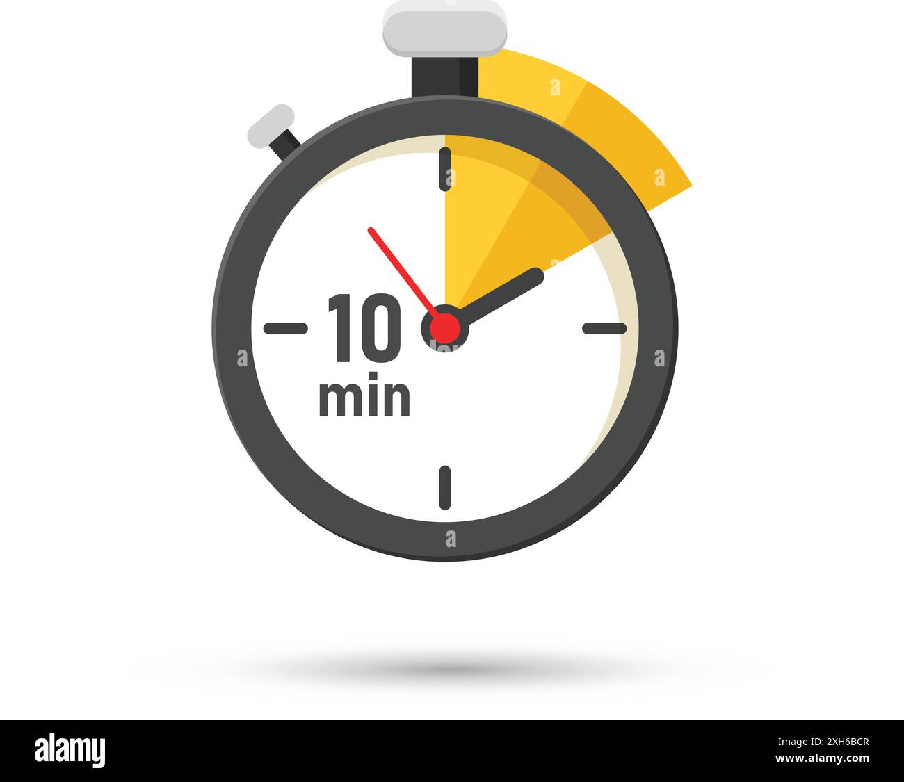 10 minutes on stopwatch icon in flat style. Clock face timer vector ...