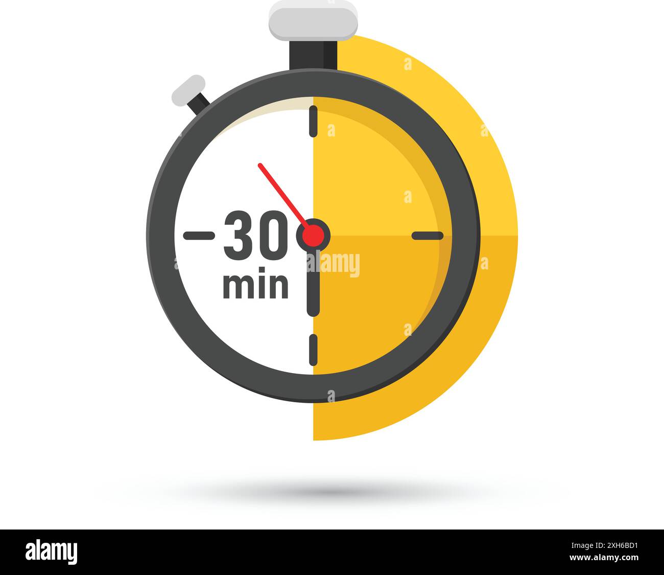 30 minutes on stopwatch icon in flat style. Clock face timer vector ...