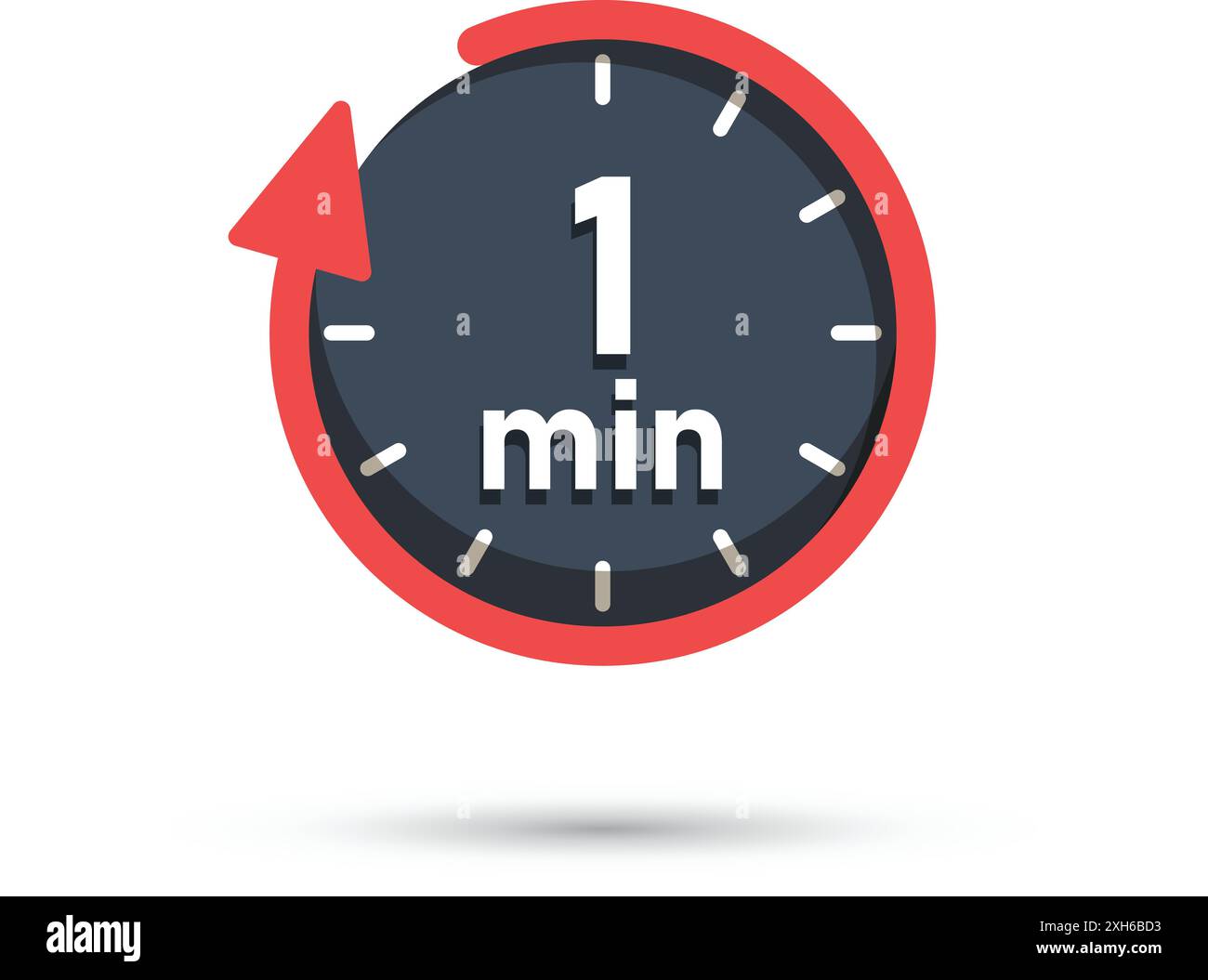 1 minute on stopwatch icon in flat style. Clock face timer vector ...