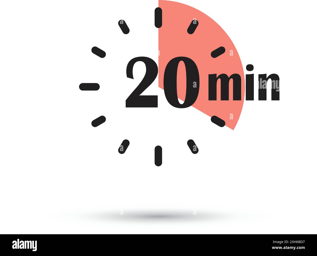 20 minutes on stopwatch icon in flat style. Clock face timer vector ...
