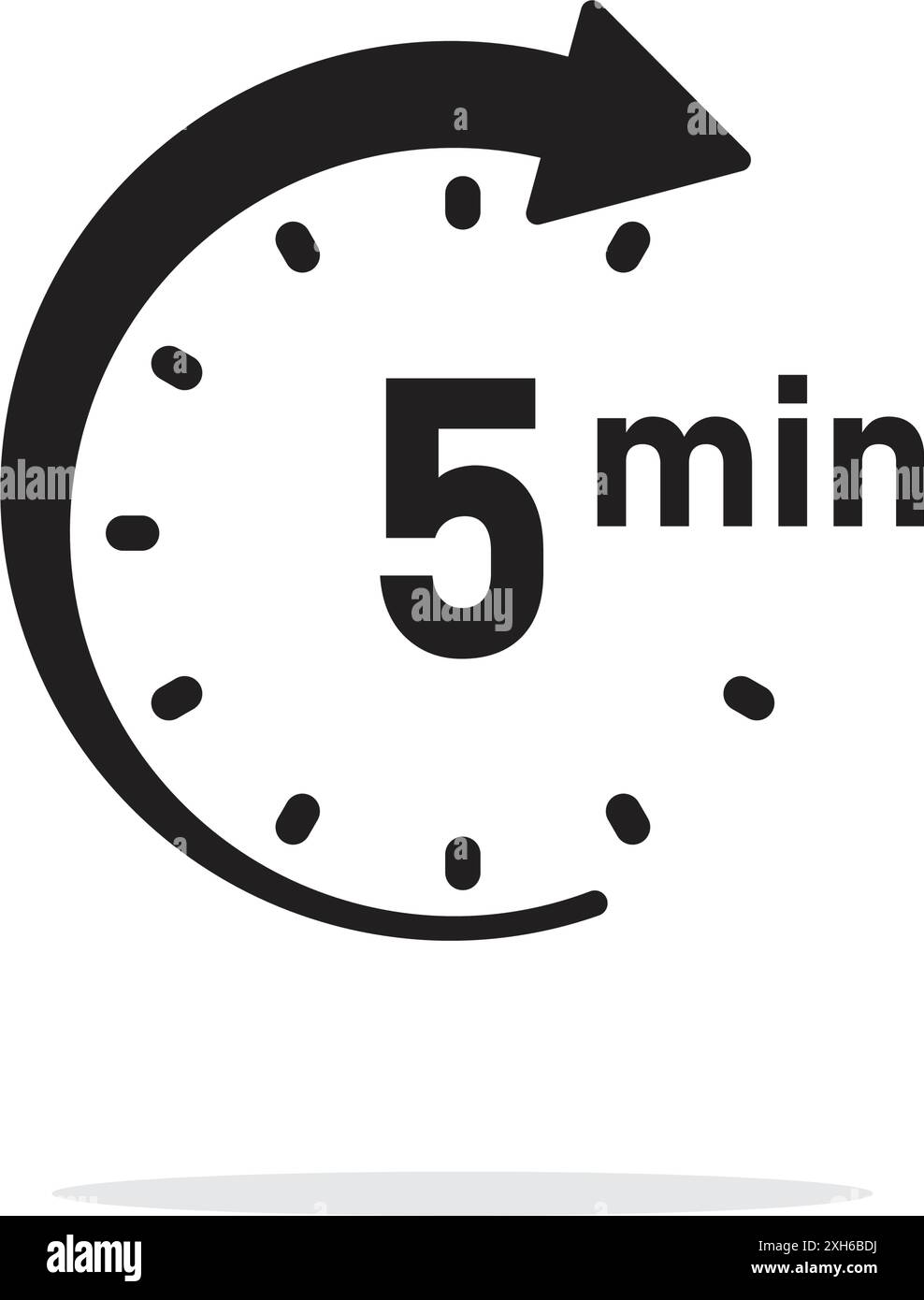 5 minutes on stopwatch icon in flat style. Clock face timer vector ...