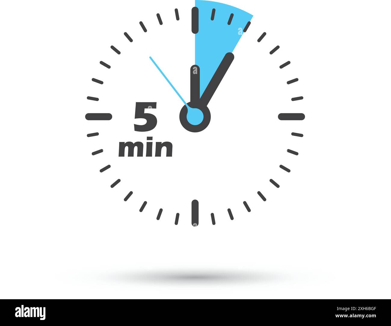 5 minutes on stopwatch icon in flat style. Clock face timer vector ...