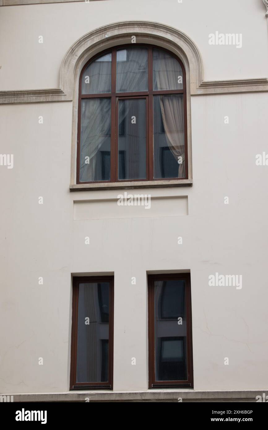 minimalist classical architecture with wooden windows Stock Photo - Alamy