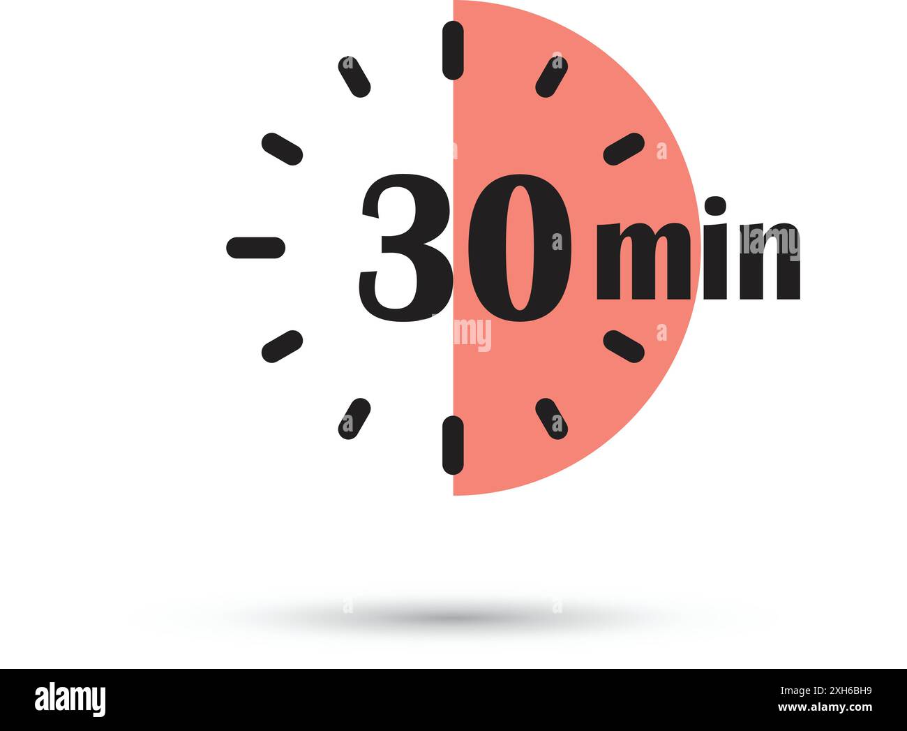 30 minutes on stopwatch icon in flat style. Clock face timer vector ...