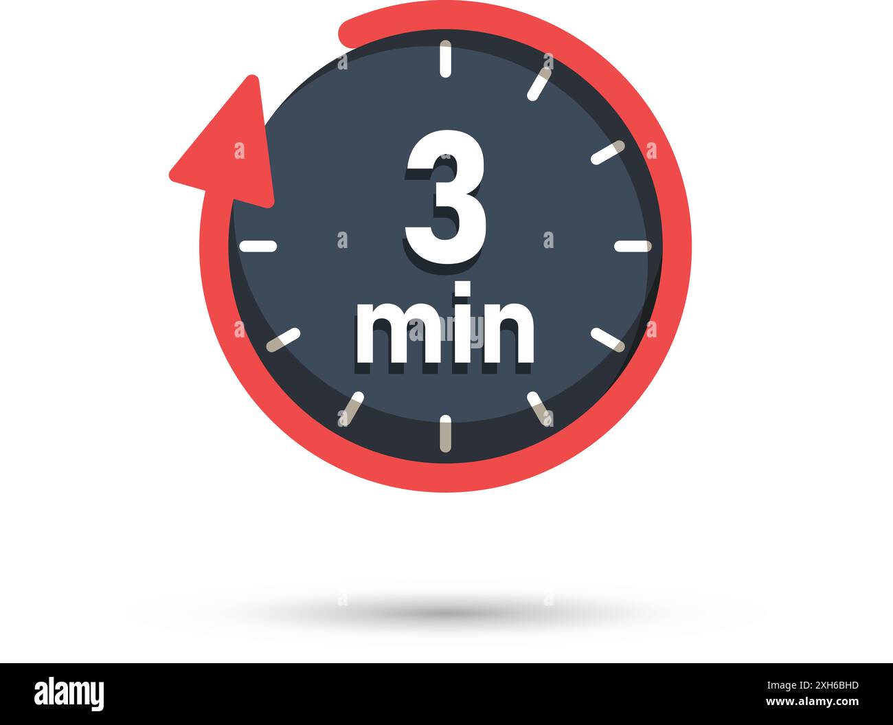 3 Minute On Stopwatch Icon In Flat Style Clock Face Timer Vector