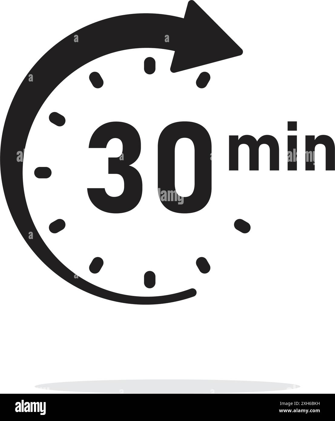 30 minutes on stopwatch icon in flat style. Clock face timer vector ...