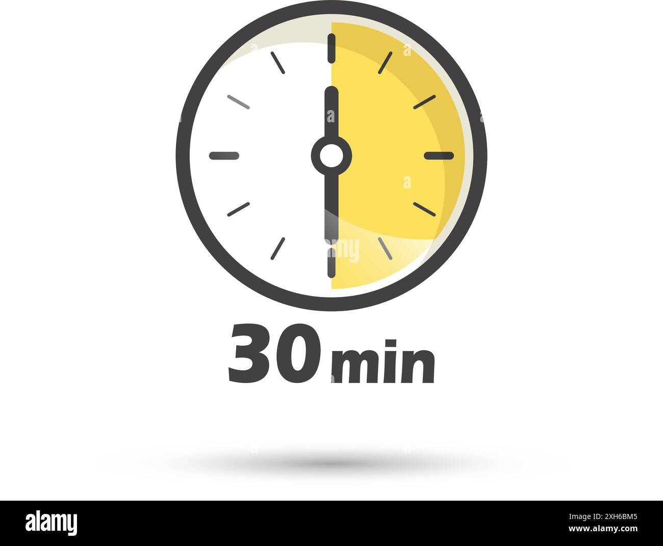 30 minutes on stopwatch icon in flat style. Clock face timer vector ...