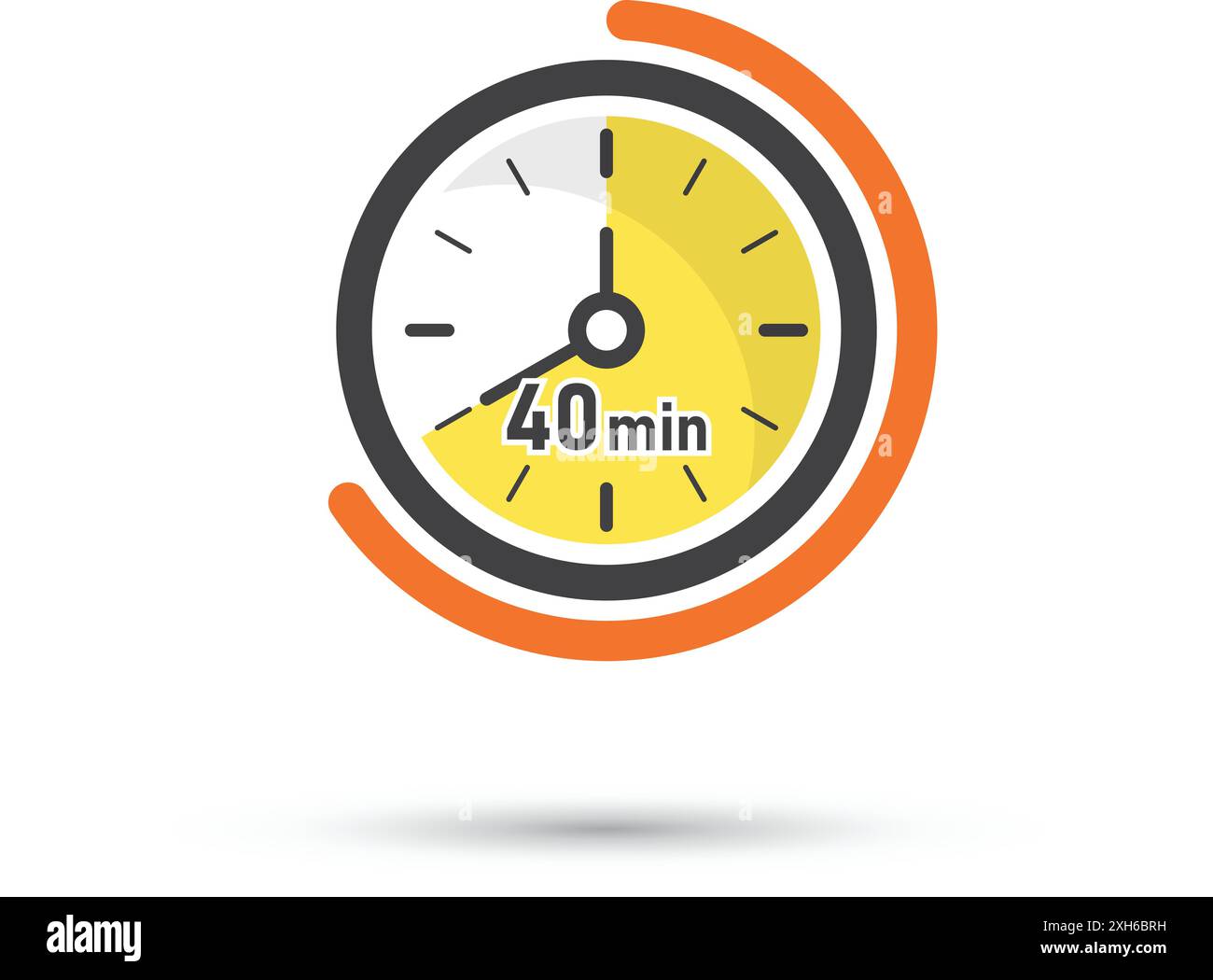 40 minutes on stopwatch icon in flat style. Clock face timer vector ...