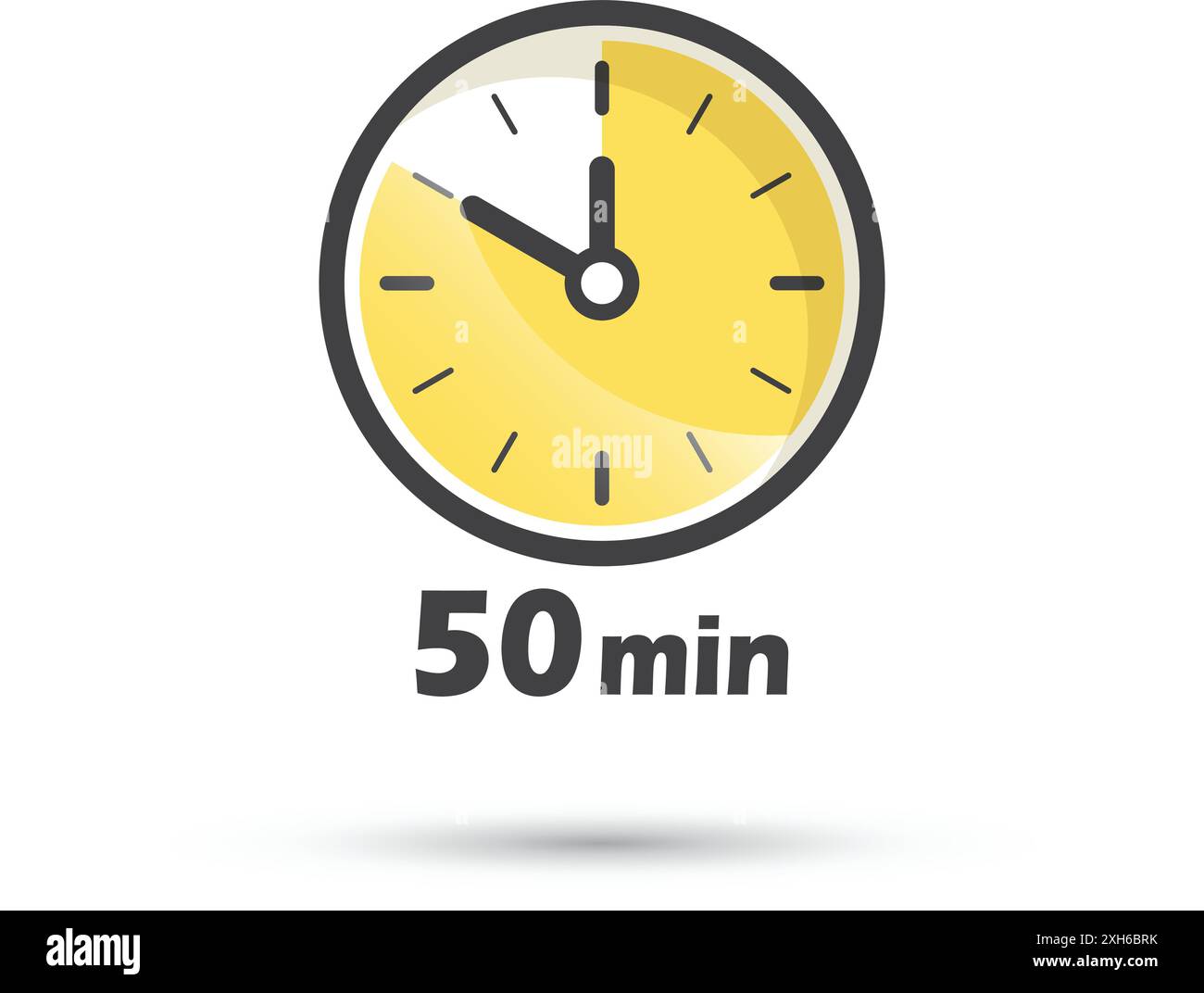 50 minutes on stopwatch icon in flat style. Clock face timer vector ...