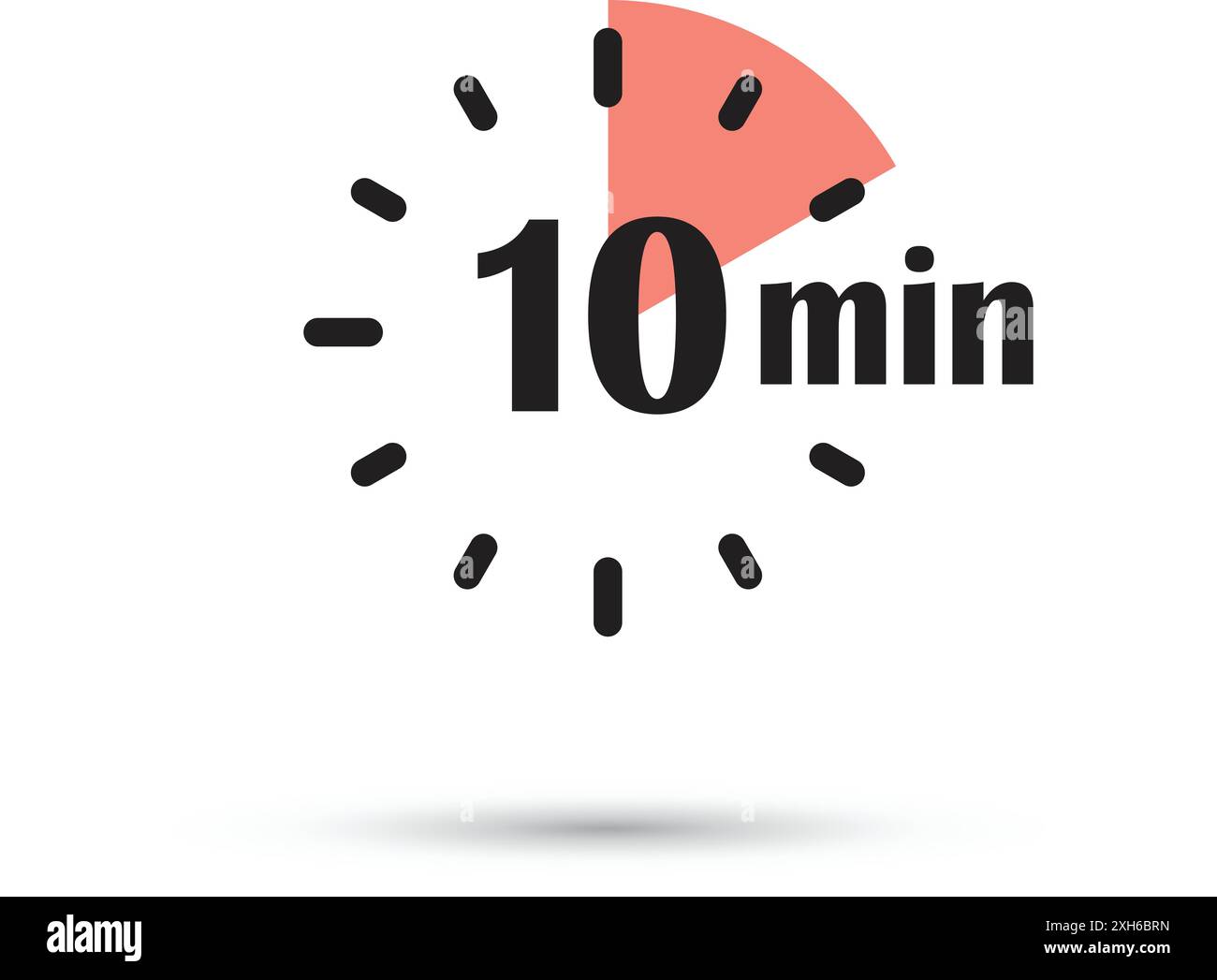 10 minutes on stopwatch icon in flat style. Clock face timer vector ...