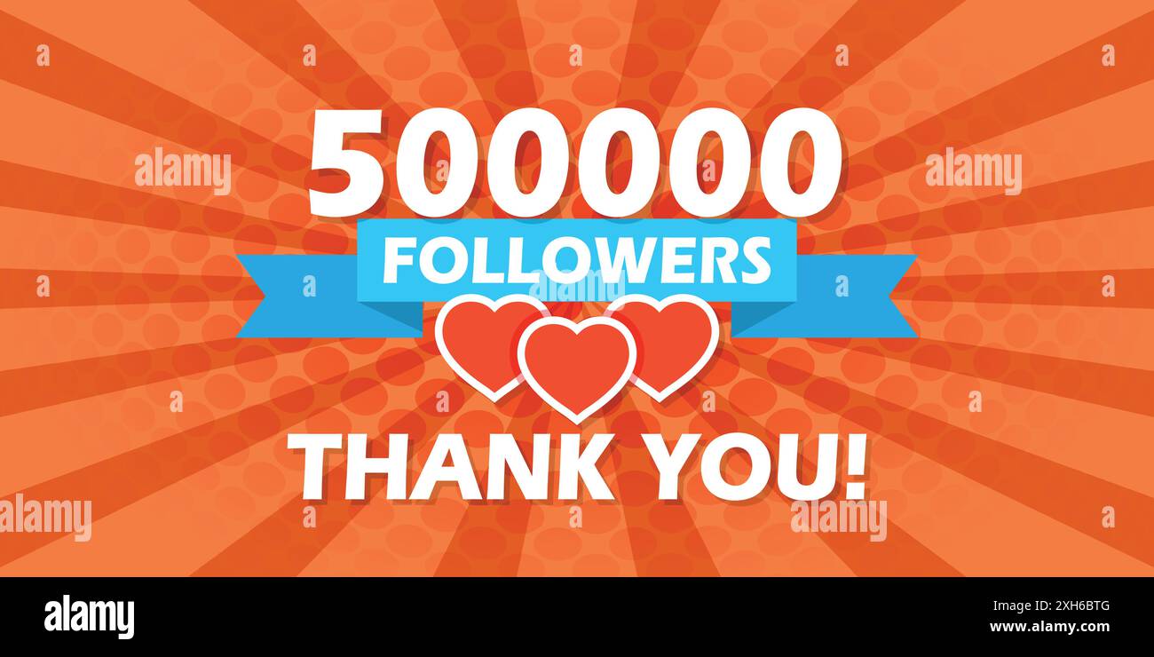 Thank you 500000 followers icon in flat style. Subscription amount ...