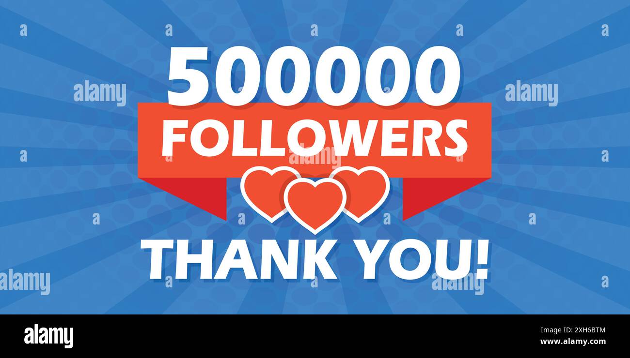 Thank you 500000 followers icon in flat style. Subscription amount ...