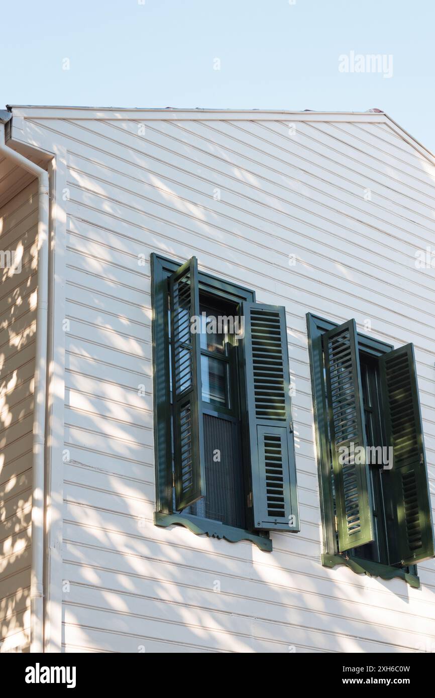 classic architecture with retractable wooden windows Stock Photo - Alamy
