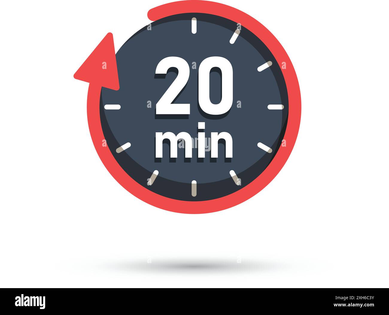 20 minutes on stopwatch icon in flat style. Clock face timer vector ...