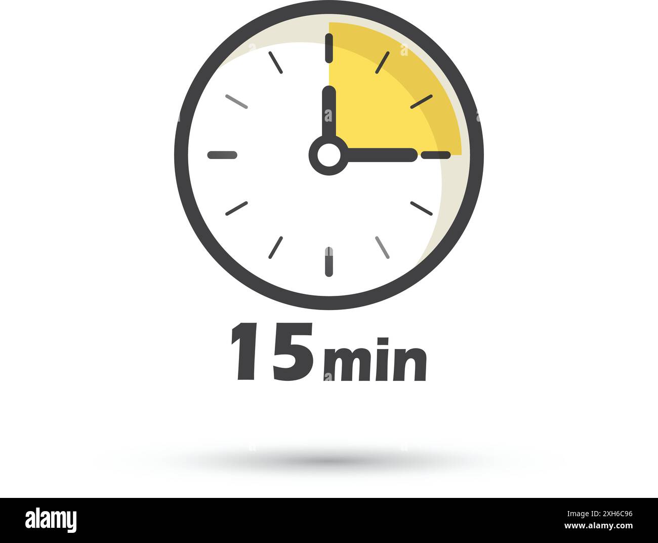 15 minutes on stopwatch icon in flat style. Clock face timer vector ...