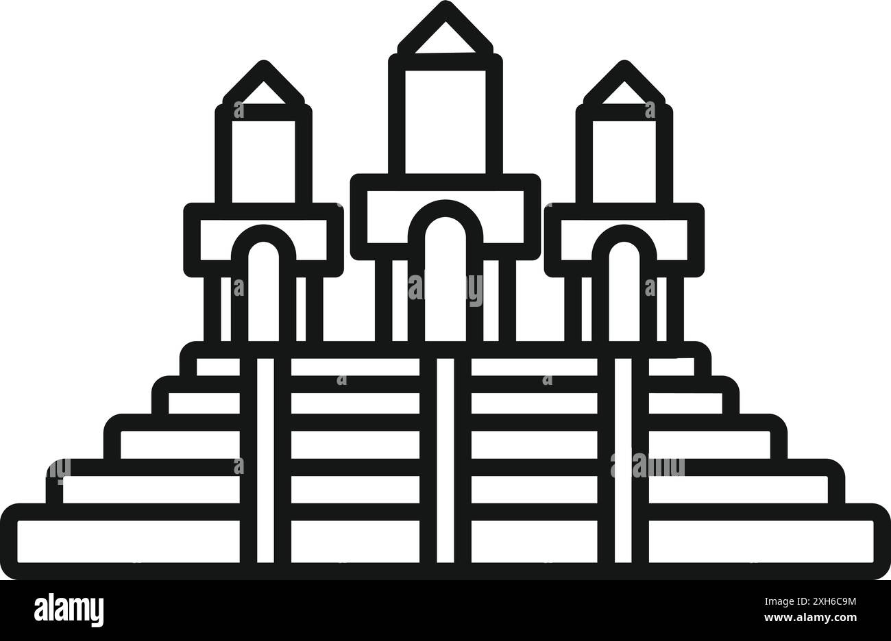 Line drawing of an ancient building with columns standing on top of a ...