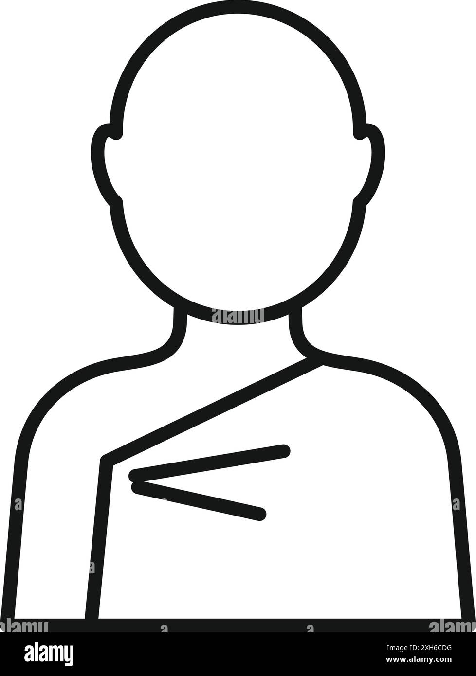 Simple line drawing of a buddhist monk wearing a traditional kasaya ...