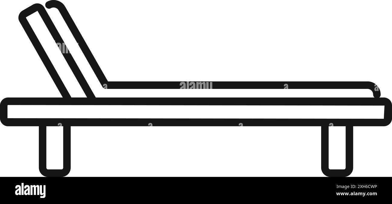 Simple line drawing of an empty sunbed representing a relaxing summer ...