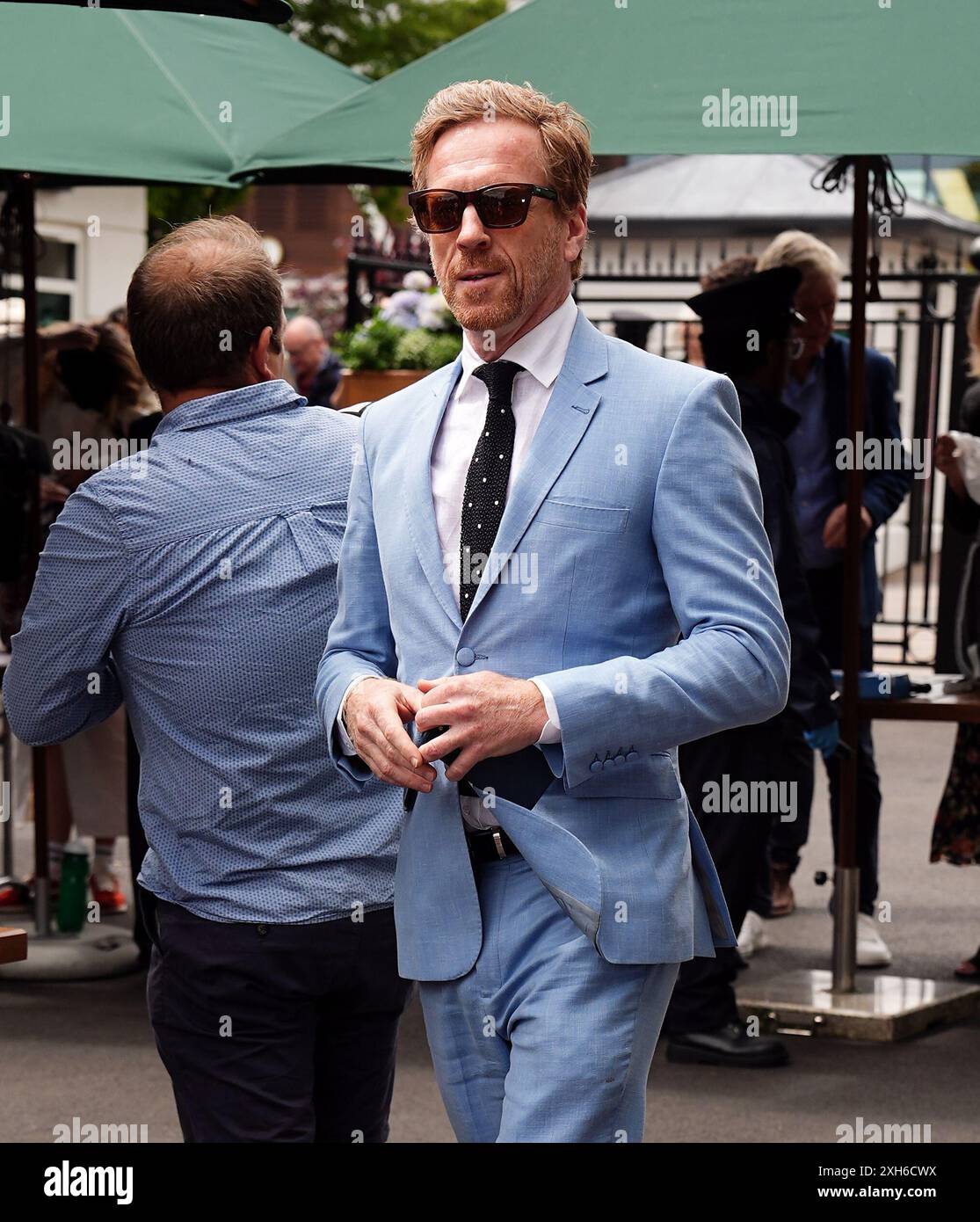 Damian Lewis arrives on day twelve of the 2024 Wimbledon Championships ...